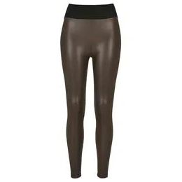 Leggings Urban Classics "Urban Classics Damen Ladies Faux Leather High Waist Leggings", Damen, Gr. M, US-Gr&ouml;&szlig;en, braun, 91% Polyester, 9% Elasthan, unifarben, skinny fit, Hosen Leggings