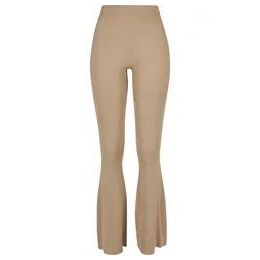 Leggings Urban Classics "Urban Classics Damen Ladies Rib Knit Bootcut Leggings", Damen, Gr. L, US-Gr&ouml;&szlig;en, unionbeige, 35% Viskose, 35% Polyacryl, 30% Polyamid, unifarben, slim fit, Hosen Leggings