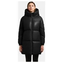 Wintermantel Khujo "Lorsa", Damen, Gr. S (36), schwarz, Obermaterial: 100% Polyurethan. Innenfutter: 100% Polyester. Wattierung: 100% Polyester. Beschichtung: 100% Polyurethan, loose fit ca. Mitte Oberschenkel, hoch geschlossener Ausschnitt, &Auml;rmel ohne &Auml;rmelschlitz B&uuml;ndchen mit Gummizug, M&auml;ntel Wintermantel, Winter Steppmantel in Kunstlederoptik