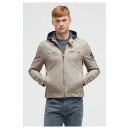 Lederimitatjacke CAMP DAVID, Herren, Gr. L, schwarz ash, Web, Material Oberstoff: 100% Viskose, Material Kapuze: 100% Baumwolle, Beschichtung: 100% Polyurethan, Futter Rumpf: 100% Baumwolle, Futter &Auml;rmel: 100% Polyester, unifarben, regular fit normal, eingesetzt 1-Knopf-Manschette, Jacken, mit abtrennbarer Kapuze