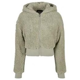 Langmantel Urban Classics "Urban Classics Damen Ladies Short Oversized Sherpa Jacket", Damen, Gr. L, softsalvia, 100% Polyester, M&auml;ntel