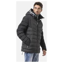Cipo & Baxx Winterjacke CIPO & BAXX "CM185", Herren, Gr. XXL, schwarz, Stoff, 100% Polyester, unifarben, regular fit normal, Jacken Winterjacke, mit markanter Marken-Zipperleiste