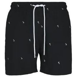 Badeshorts Urban Classics "Urban Classics Herren Embroidery Swim Shorts", Herren, Gr. XXL, US-Gr&ouml;&szlig;en, schwarz, palmtree, 100% Polyester, Badehosen Badeshorts
