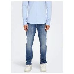 Only & Sons Regular-fit-Jeans ONLY & SONS "ONSWEFT REG. BOX AZG DNM MU OTL", Herren, Gr. 30, L&auml;nge 34, medium blau denim, Denim/Jeans, Obermaterial: 98% Baumwolle, 2% Elasthan, Abriebeffekte, regular fit kn&ouml;chellang, Jeans