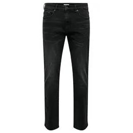 Only & Sons Regular-fit-Jeans ONLY & SONS "ONSWEFT REG. BOX AZG DNM MU OTL", Herren, Gr. 32, L&auml;nge 32, washed schwarz, Denim/Jeans, Obermaterial: 98% Baumwolle, 2% Elasthan, Abriebeffekte, regular fit kn&ouml;chellang, Jeans
