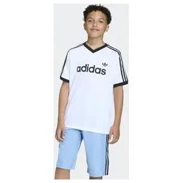 T-Shirt Adidas ORIGINALS "LOCKERES AUS JERSEY", M&auml;dchen, Gr. 140, wei&szlig;, Obermaterial: 100% Polyester, V-Ausschnitt, Shirts T-Shirt