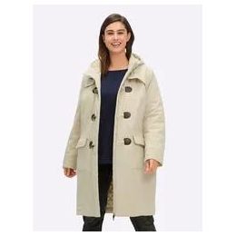 Dufflecoat sheego, Damen, Gr. 42, sand, 100% Polyester, Wattierung:100% Polyester, unifarben, unifarben mit Farbeinsatz, unifarben mit Farbeins&auml;tzen, M&auml;ntel