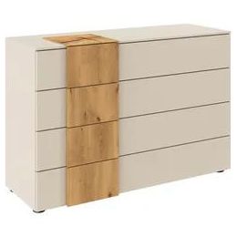 Schubkastenkommode Rauch "Sideboard Kommode Schubladenkommode KONA", beige (champagner), asteiche massiv, B:120cm H:81cm T:43cm, Holzwerkstoff, Sideboards, Absetzung Asteiche massiv, inkl. SOFT-CLOSE-FUNKTION MADE IN GERMANY, Topseller