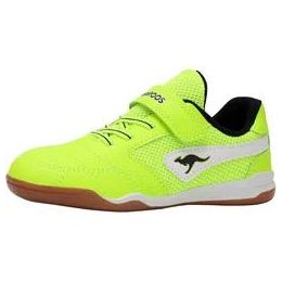 Indoorschuh Kangaroos "K-BRACEYARD EV", M&auml;dchen, Gr. 34, neon gelb, jet schwarz, Mesh, Synthetik, Schuhe, Hallenschuh f&uuml;r Kinder und Jugendliche, mit Klettverschluss