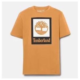 T-Shirt Timberland "STACK LOGO Colored Short Sleeve Tee", Herren, Gr. XL, wheat boot, Jersey, Obermaterial: 100% Baumwolle, Rundhals, Shirts T-Shirt, UNISEX