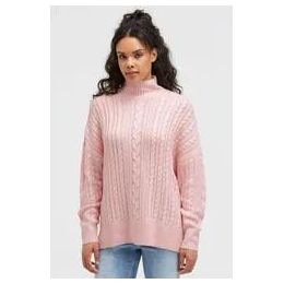 Rundhalspullover SOCCX, Damen, Gr. M/L, pearl rose, Strick, Material: 86% Polyacryl, 14% Nylon, unifarben, relaxed fit kurz, Rundhals, Fledermaus&auml;rmel Rippb&uuml;ndchen, Pullover Rundhalspullover, mit Seitenschlitze