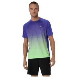 Laufshirt asics "ROAD FADE SS TOP", Herren, Gr. XXL, cobalt burst, illuminate gr&uuml;n, Obermaterial: 100% Polyester, Shirts Laufshirt, Kurzarm, f&uuml;r Erwachsene, mit Grafik-Print, mit Mesh-Eins&auml;tzen