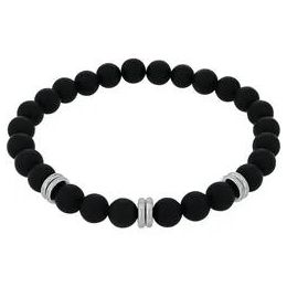 Armband Amor, edelstahlfarben, schwarz, schwarz, Armb&auml;nder, Herren, 19cm, Edelstahl, Armband, mit Achat