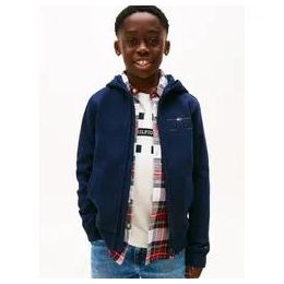 Sweatjacke Tommy Hilfiger, Jungen, Gr. 7 (122), schwarz night navy, Sweatware, Obermaterial: 82% Baumwolle, 18% Polyester, unifarben, regular fit normal, Rundhals, eingesetzt Rippb&uuml;ndchen, Sweatjacken Sweatjacke, Regular fit, f&uuml;r Kinder bis 16 Jahre