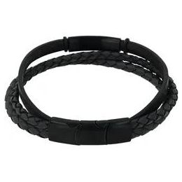 Armband Amor, schwarz, Armb&auml;nder, Herren, 22cm, Edelstahl Leder, Edelstahl, Leder, Armband