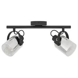 Eglo Deckenspot "BERREGAS Spotlampe - Stahl - E27 - 2X40W - IP20", schwarz, chrom, 2, H: 24cm, 1 Stk., Leuchten, Wandleuchte, Wandspot, schwenkbar, Strahler, L44 x B11 x H24 cm, Deckenspot