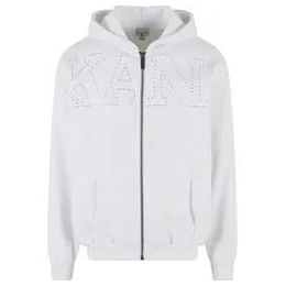 Sweatjacke Karl Kani "Karl Kani Herren KM234-014-1 KK Studded Retro OS Full Zip Hoodie", Damen, Gr. XL, wei&szlig;, 80% Baumwolle, 20% Polyester, unifarben, Sweatjacken Sweatjacke