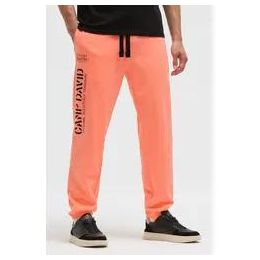 Sporthose CAMP DAVID, Herren, Gr. 3XL, Normalgr&ouml;&szlig;en, speed orange neon, Sweatware, Material: 52% Baumwolle, 48% Polyester, bedruckt, relaxed fit lang, Hosen Sporthose, mit Elastikbund und Kordel