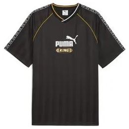 Trainingsshirt Puma "KING Relaxed Fu&szlig;balltrikot Erwachsene", Damen, Gr. XS, schwarz, Obermaterial: 100% Polyester. Rippe: 95% Polyester, 5% Elasthan, bedruckt, relaxed fit, V-Ausschnitt, Shirts