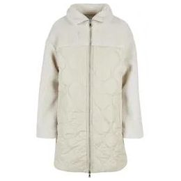 Winterjacke Urban Classics "Urban Classics Damen Ladies Oversized Sherpa Quilted Coat", Damen, Gr. 3XL, softseagrass, sandwei&szlig;, 100% Polyester, unifarben, oversize, amerikanischer Ausschnitt, Jacken Winterjacke