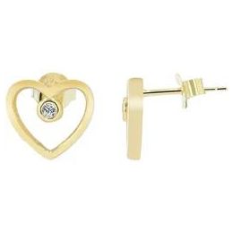 Adelia&acute;s Paar Ohrh&auml;nger ADELIA ́S "Damen Ohrringe &ndash; Ohrstecker Herz aus 925 Silber", Damen, Gr. Damen, Silber 925 (Sterlingsilber), gold, Ohrringe, Ideal zum Verschenken &ndash; schlicht und stilvoll