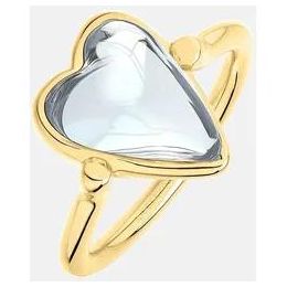 Fingerring Liebeskind Berlin "Schmuck Geschenk Glass Heart Ring" Gr. 52, gelbgoldfarben, transparent, Fingerringe, Damen, 52, Edelstahl, 2mm, Fingerring, mit Glasstein