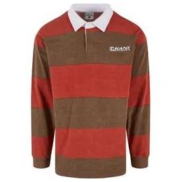 Poloshirt Karl Kani "Karl Kani Karl Kani Og Sport Rugby Shirt", Herren, Gr. S, schwarzbraun, rot, 100% Baumwolle, gestreift, normal, amerikanischer Ausschnitt, Shirts