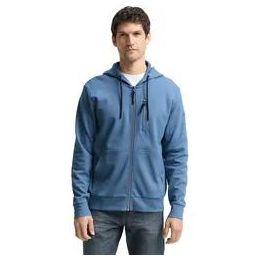 Kapuzensweatjacke Tom Tailor, Herren, Gr. XXL, blau wei&szlig; blau fine stripe, Sweatware, Obermaterial: 65% Baumwolle, 35% Polyester. Futter: 100% Baumwolle, gestreift, regular fit normal, ohne Ausschnitt, Rippb&uuml;ndchen, Sweatjacken, mit Taschen