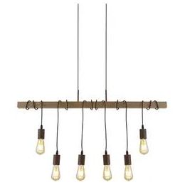 Searchlight H&auml;ngeleuchte "Barn 6Lt Pendant - Black Metal & Wood", braun, nat&uuml;rlich, 6, H: 30cm, 1 Stk., Leuchten, H&auml;ngeleuchte
