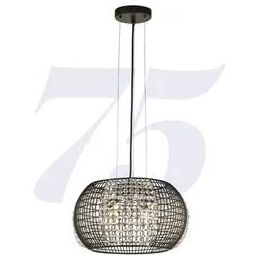 Searchlight H&auml;ngeleuchte "Cage 4Lt Pendant - Black Metal & Crystal Glass", schwarz (matt schwarz und klar), 4, &Oslash; 35cm H: 22cm, 1 Stk., Leuchten, H&auml;ngeleuchte