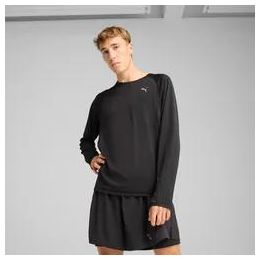 Laufshirt Puma "M RUN VELOCITY LONG SLEEVE (POLY)", Herren, Gr. L, Puma schwarz, Web, Obermaterial: 100% Polyester, unifarben, regular fit normal, Rundhals, Shirts Laufshirt, Regular Fit, mit DryCELL-Technologie, Flatlock-N&auml;hte, atmungsaktiv