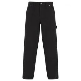 Stoffhose Urban Classics "Urban Classics Herren Twill Double Knee Pants", Herren, Gr. 38, Normalgr&ouml;&szlig;en, schwarz, 100% Baumwolle, unifarben, loose fit, Hosen Stoffhose