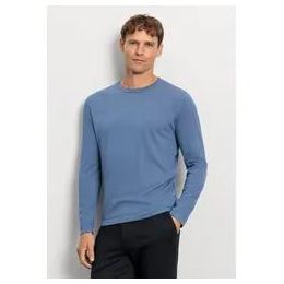Strickpullover OLYMP "OLYMP Casual Strick", Herren, Gr. L, rauchblau, 100% Baumwolle, Pullover Strickpullover