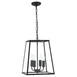 Searchlight H&auml;ngeleuchte "Lantern Noir 4Lt Pendant - Black Metal & Clear Glass", schwarz, 4, H: 38cm, 1 Stk., Leuchten, H&auml;ngeleuchte