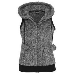 Jerseyweste Urban Classics "Urban Classics Damen Ladies Melange Teddy Vest", Herren, Gr. S, schwarz, wei&szlig;, 100% Polyester, Westen
