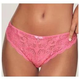 Tanga Lascana "Nikoletta", Damen, Gr. 36/38, pink, Spitze, Obermaterial: 88% Polyamid, 12% Elasthan, Unterhosen Tanga, mit feiner Zierschleife und Accessoire in Perlenoptik