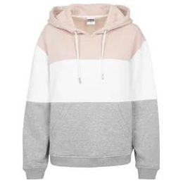 Sweatshirt Urban Classics "Urban Classics Damen Ladies Oversize 3-Tone Hoody", Damen, Gr. XS, light rose, wei&szlig;, grau, 63% Baumwolle, 37% Polyester, Sweatshirts Sweatshirt