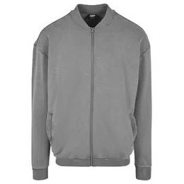 Bomberjacke Urban Classics "Urban Classics Herren Washed Sweat Bomber", Herren, Gr. L, schwarzshadow, 65% Baumwolle, 35% Polyester, unifarben, oversize, Rundhals, Jacken Bomberjacke