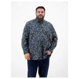 Langarmhemd Lerros "Langarmhemd mit Button-down-Kragen", Herren, Gr. 5XL, extraweit, classic navy, 97% Baumwolle, 3% Elasthan, Hemden