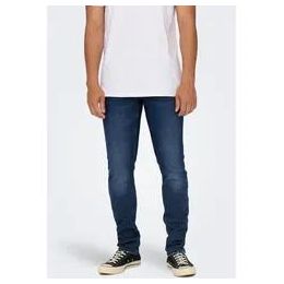 Only & Sons Regular-fit-Jeans ONLY & SONS "ONSWEFT REG 7900 EY BOX JEANS NOOS", Herren, Gr. 32, L&auml;nge 32, blau schwarz denim, Denim/Jeans, Obermaterial: 50% Baumwolle, 30% Polyester, 18% Viskose, 2% Elasthan, Abriebeffekte, regular fit lang, Jeans, Baumwollmischung, regular fit