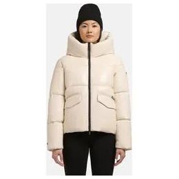 Steppjacke Khujo "Aurora", Damen, Gr. L (40), cream, Obermaterial: 100% Polyurethan. Innenfutter: 100% Polyester. Wattierung: 100% Polyester. Beschichtung: 100% Polyurethan, loose fit h&uuml;ftbedeckend, hoch geschlossener Ausschnitt, &Auml;rmel ohne &Auml;rmelschlitz Rippb&uuml;ndchen, Jacken Steppjacke, Gesteppte Damen Winterjacke in Lederoptik