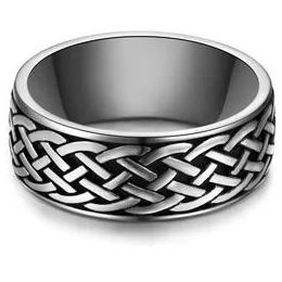 Fingerring True Rebels "TR345" Gr. 60, silber, schwarz, Fingerringe, Herren, 60, Edelstahl, 8,5mm, Fingerring
