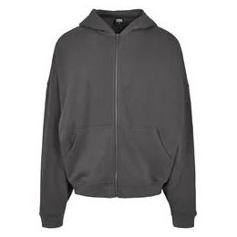 Rundhalspullover Urban Classics "Urban Classics Herren 90's Zip Hoody", Herren, Gr. M, schwarzshadow, 65% Baumwolle, 35% Polyester, unifarben, oversize, ohne Ausschnitt, Pullover Rundhalspullover