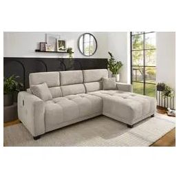 Jockenh&ouml;fer Ecksofa JOCKENH&Ouml;FER GRUPPE "Cremona, L-Form, B: 263cm, 30 cm elektrischer Sitztiefenverstellung", greige 426, 17, B:263cm T:115cm, Korpus: 100% Polyester;Kissen: 100% Polyester, Sofas, Ecksofa, 140kg Belastbarkeit je Sitz, verstellbaren Kopfst&uuml;tzen & USB-Ladeports