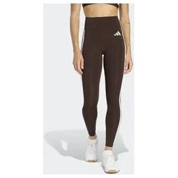 Trainingstights Adidas PERFORMANCE "OPTIME ESSENTIALS 3-STREIFEN 7/8-LEGGINGS", Damen, Gr. XXL, N-Gr, aurora coffee, wei&szlig;, normal, gr., Obermaterial: 85% Polyester, 15% Elasthan, Hosen