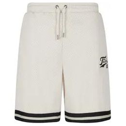 Shorts Fubu "Fubu Herren FM241-014-1 Fubu Varsity Mesh Shorts", Herren, Gr. XXS, US-Gr&ouml;&szlig;en, creme, schwarz, 100% Polyester, loose fit, Hosen Shorts