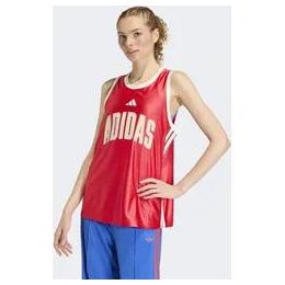 Tanktop Adidas SPORTSWEAR "W STA SEAS TANK", Damen, Gr. S, pure ruby, sanftes wei&szlig;, crystal linen, Obermaterial: 100% Polyester, Rundhals, Tops Tanktop