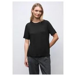 T-Shirt Street One, Damen, Gr. 34, schwarz, Stoff, 95% Viskose, 5% Elasthan, unifarben, normal normal, U-Boot-Ausschnitt, abgesteppt, Shirts T-Shirt, aus strecthigem Viskosematerial