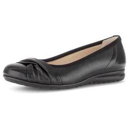 Ballerina Gabor "FLORENZ", Damen, Gr. 38, schwarz, Nappaleder, Schuhe Ballerina, Businessschuh, Slipper, Schlupfschuh mit Zierriegel, Weite G (=weit)