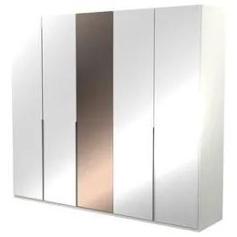 Kleiderschrank Musterring "San Diego, Kleiderschrank, Schrank, Garderobe, mit Spiegel", wei&szlig;, B:250cm H:216cm T:58cm, Glas, Holzwerkstoff, Schr&auml;nke, Kleiderschrank, 5-t&uuml;rig (ged&auml;mpft), 10 B&ouml;den, 5 Kleiderstange, Chromgriffe